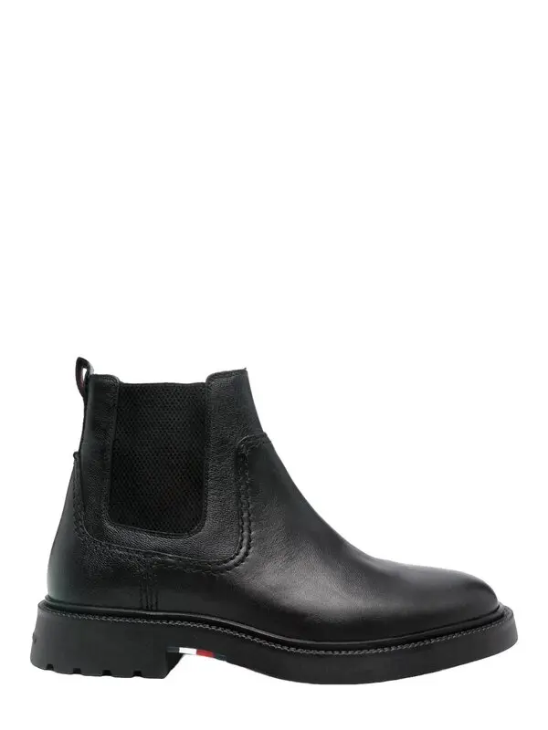 Tommy Hilfiger Leather Chelsea Boots With Lug Sole - Black