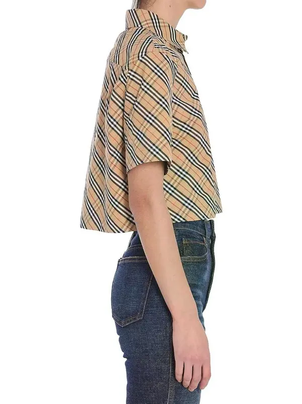 Burberry Cropped Check Shirt - Neutrals