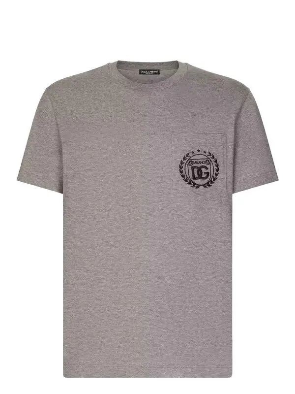 Dolce & Gabbana Embroidered-logo Cotton T-shirt - Grey