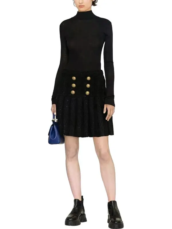 Balmain High-waisted Button-detail Skirt - Black