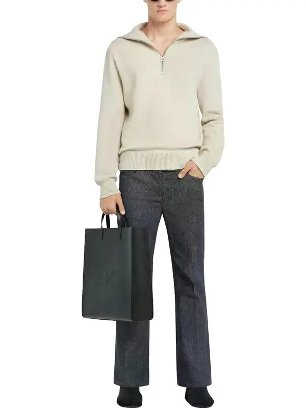 COURREGES Zip-up Trucker Sweater - Neutrals
