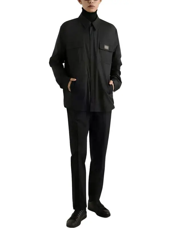 Dolce & Gabbana Logo-plaque Long-sleeve Shirt - Black