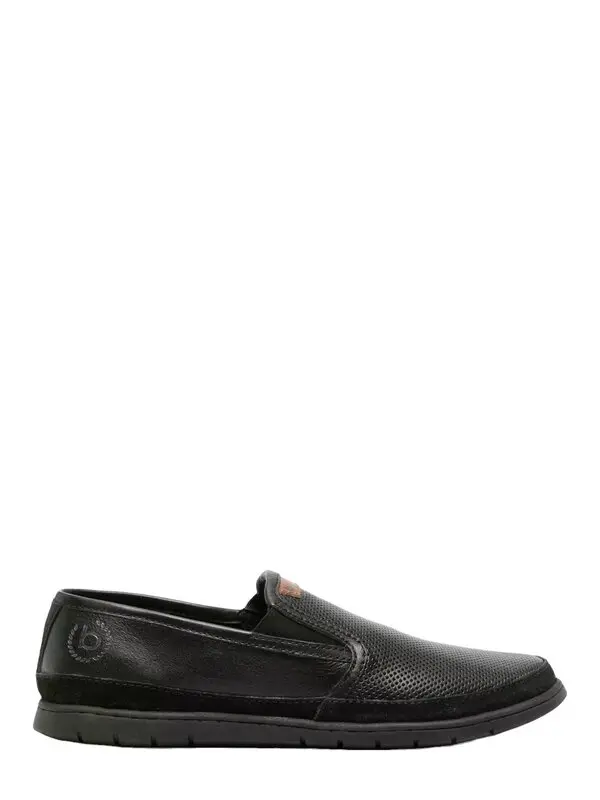 BUGATTI Crooner Perforated Leather Slip-on Loafers - Black