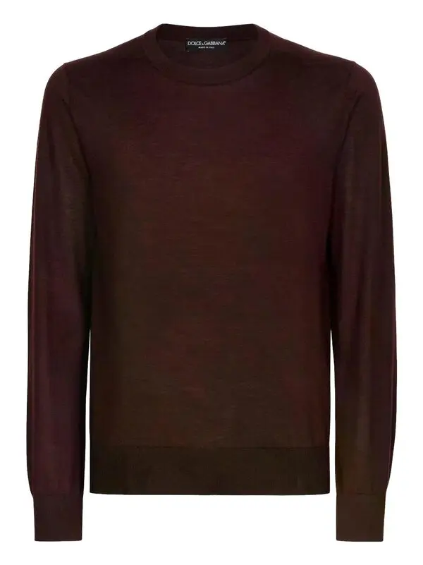 Dolce & Gabbana Burgundy Cashmere Fine Knit Round Neck Sweater - Red