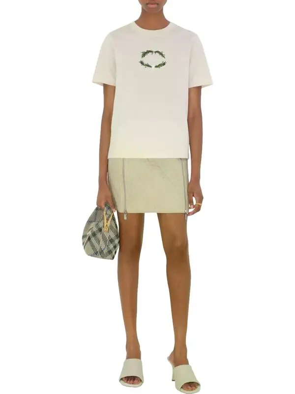 Burberry Embroidered Cotton T-shirt - Neutrals