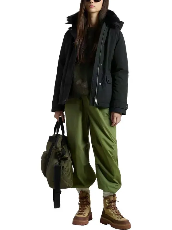 Woolrich Arctic Parka Coat With Faux Fur Trim - Black