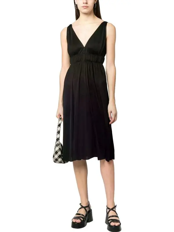 P.a.r.o.s.h Smocked-detail V-neck Dress - Black