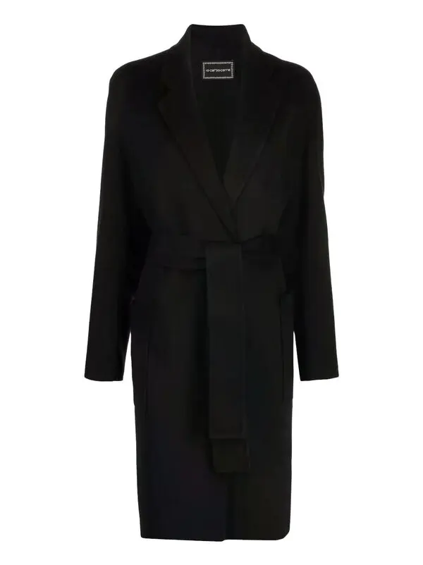 10 CORSO COMO Belted Single-breasted Wool Coat - Black