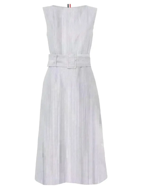 Thom Browne Striped Midi Dress - Grey