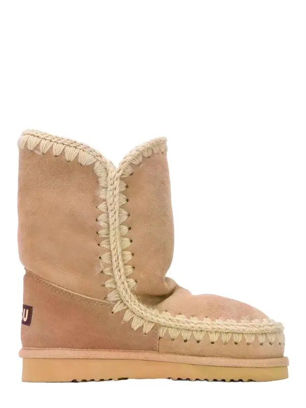Mou Sheepskin Woven Detail Boots - Neutrals