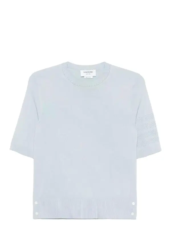 Thom Browne 4-bar Pointelle T-shirt - Blue