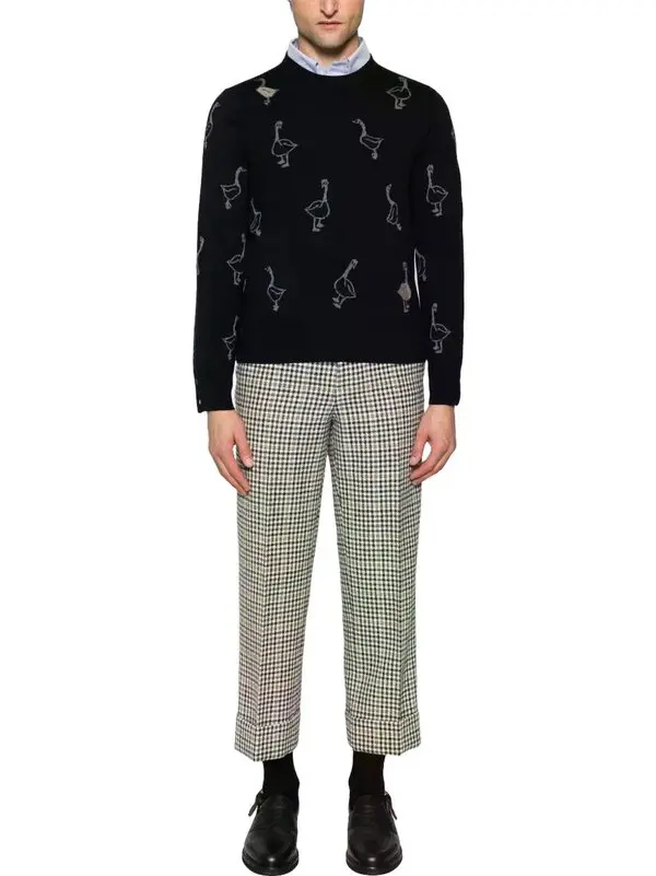 Thom Browne Pattern-intarsia Virgin Wool Sweater - Blue
