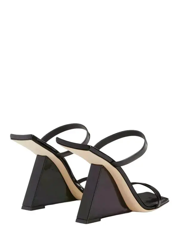 GIUSEPPE ZANOTTI Patent Leather Wedge Sandals - Black
