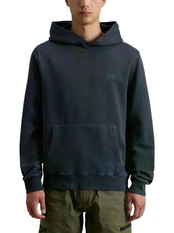 Woolrich Logo-embroidered Cotton Hoodie - Blue