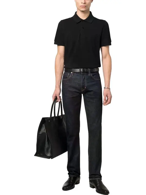 TOM FORD Short-sleeved Cotton Polo Shirt - Black