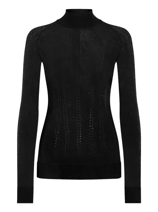 Dolce & Gabbana Silk Mock-turtleneck Sweater With Stitch Detail - Black