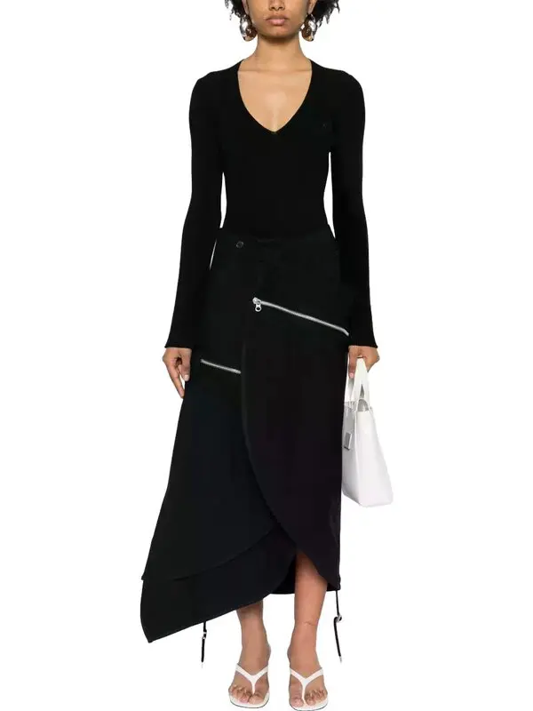 COURREGES Ribbed Jumper With Appliqué Logo - Black