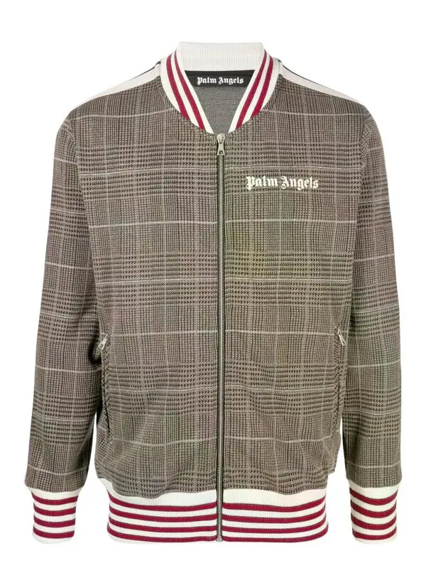 Palm Angels Checked Wool Blend Bomber Jacket - Brown