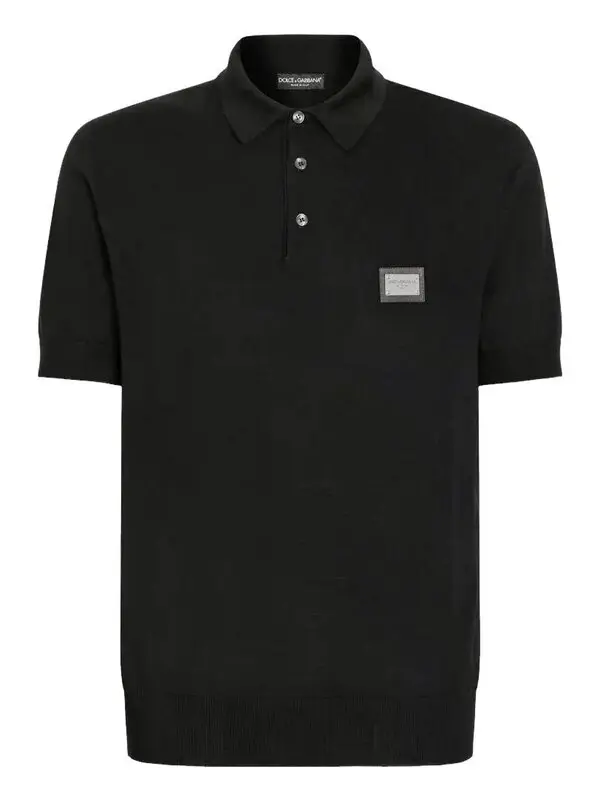 Dolce & Gabbana Logo-tag Wool Polo Shirt - Black