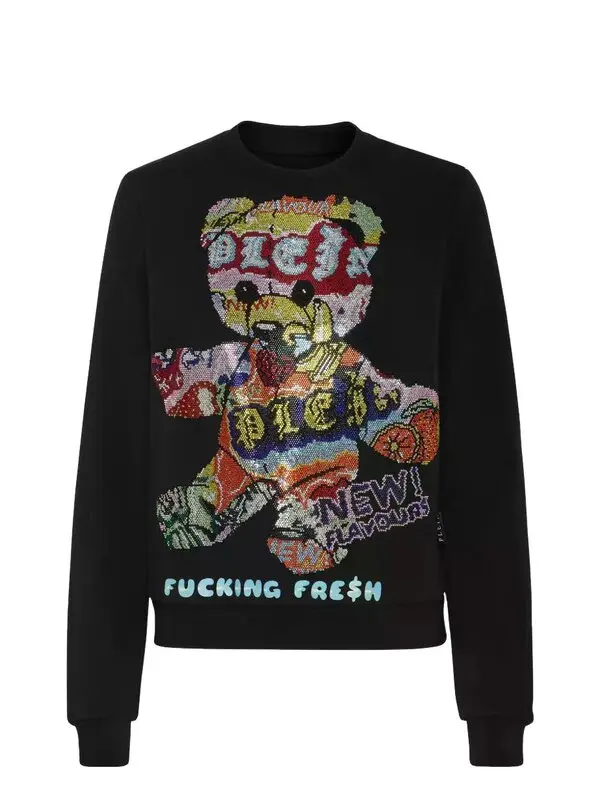 Philipp Plein Rhinestone Embellished Jersey Sweatshirt - Black