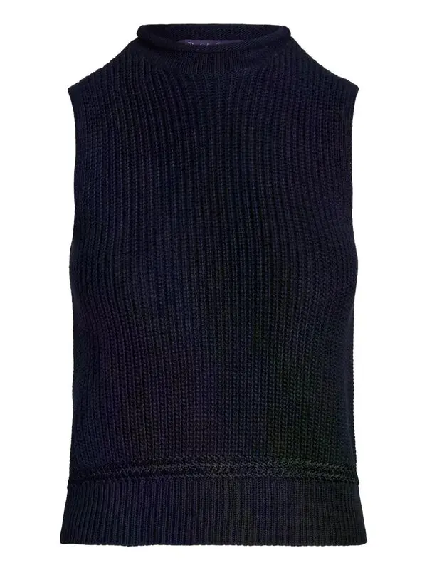 Ralph Lauren Sleeveless Ribbed Knit Top - Blue