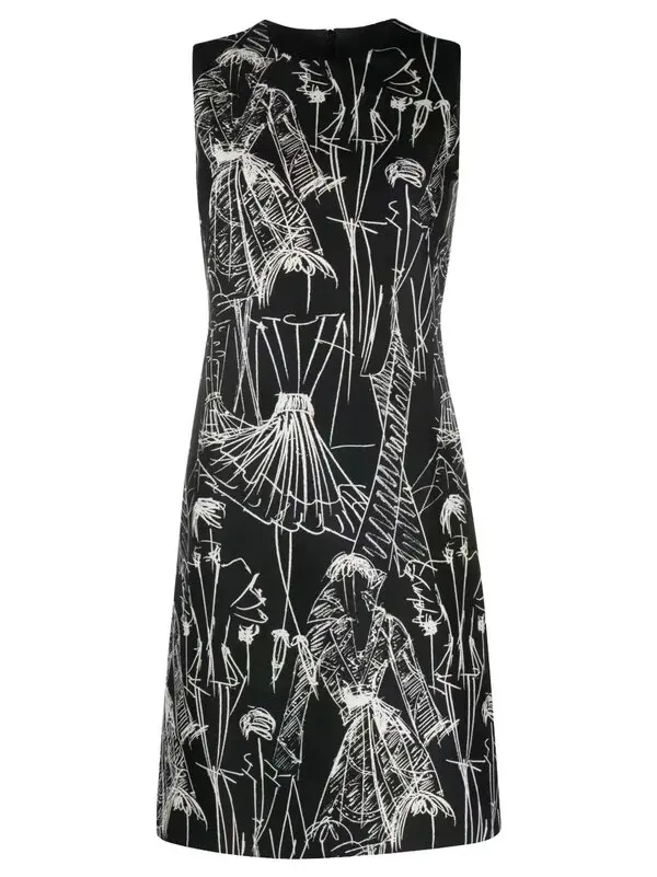 Akris Sleeveless Croquis-print Mini Dress - Black