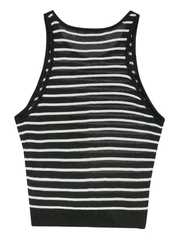 CHIARA FERRAGNI Striped Knit Sleeveless Top - Black