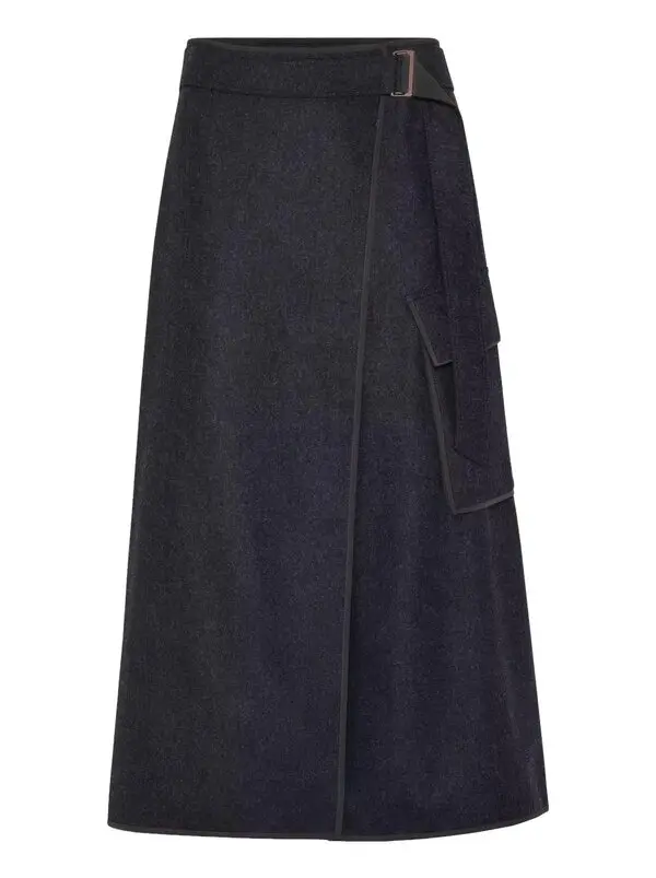 Brunello Cucinelli Wrap-design Midi Skirt - Black