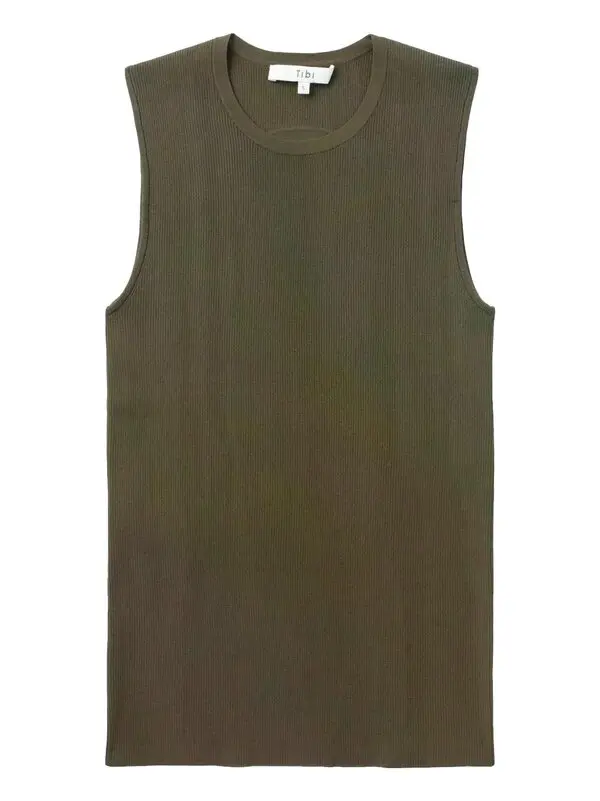 Tibi Cutout Detail Ribbed Sleeveless Top - Green
