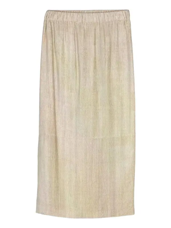ALYSI Striped Velvet Corduroy Midi Skirt - Neutrals