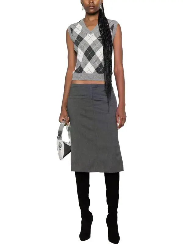 COURREGES Straight Logo Patch Skirt - Grey