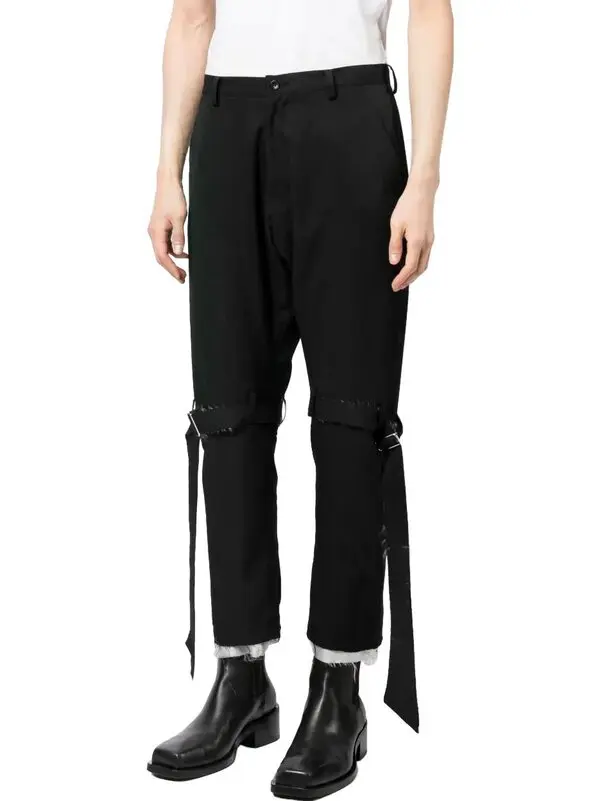 SULVAM Wool Frayed Detailing Trousers - Black
