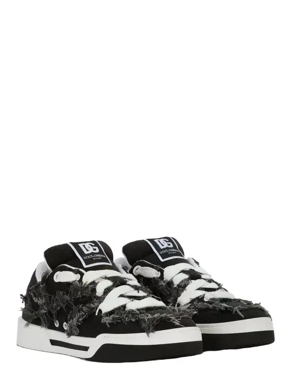 Dolce & Gabbana New Roma Fray-trim Sneakers - Black