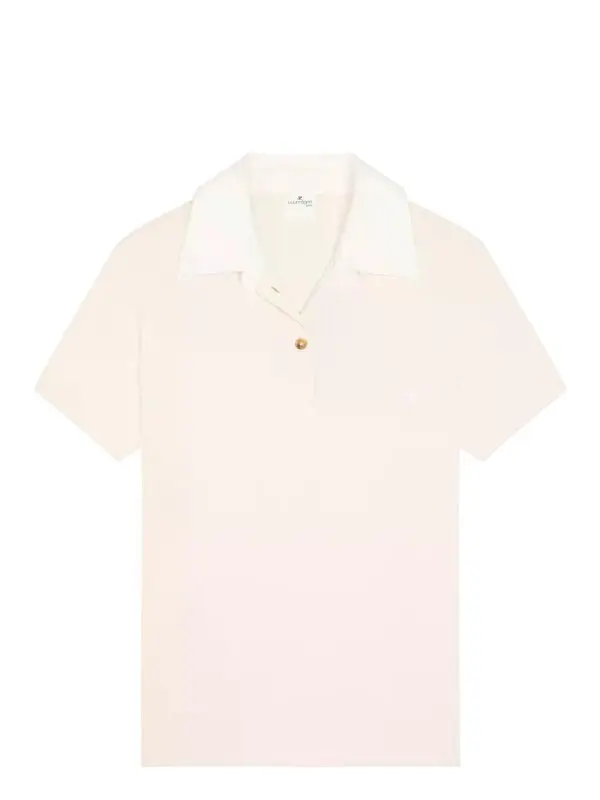 COURREGES Contrasting Cotton Blend Polo Shirt - White