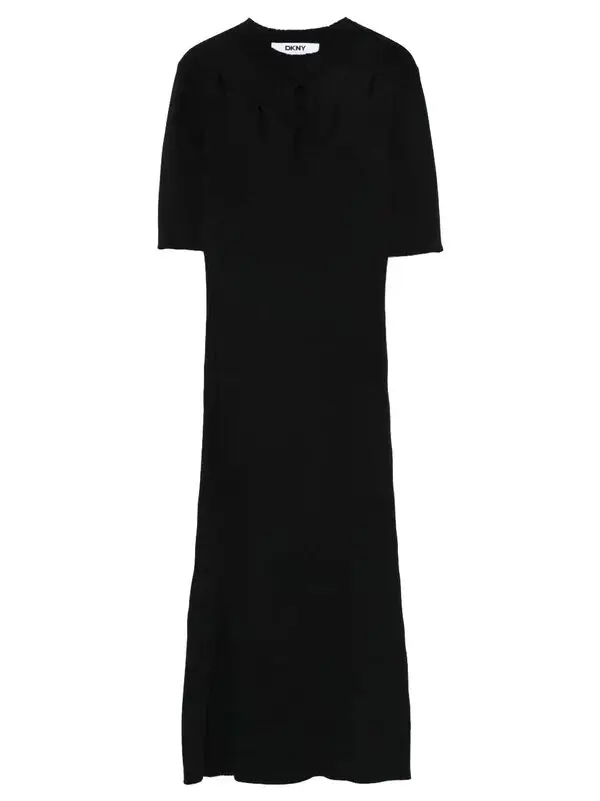 Dkny Ribbed Midi Dress With Cut-out Detail - Black
