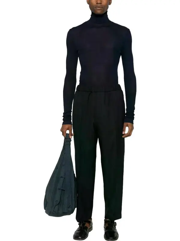 JIL SANDER Elasticated Waistband Cropped Leg Trousers - Blue