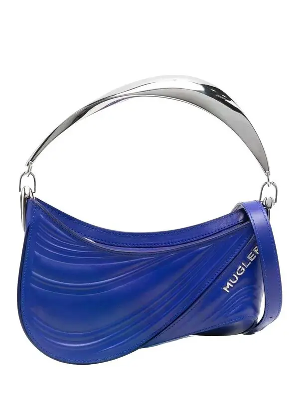 MUGLER Spiral Curve 01 Embossed Tote Bag - Blue