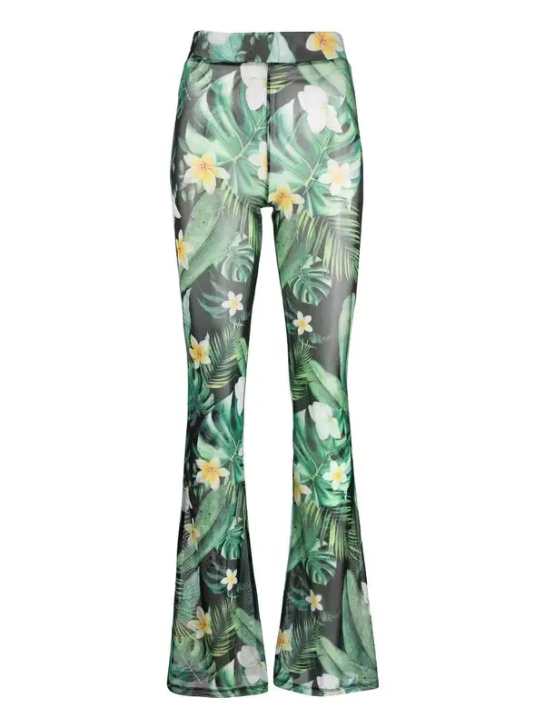 Philipp Plein Hawaii Print Flared Trousers - Green