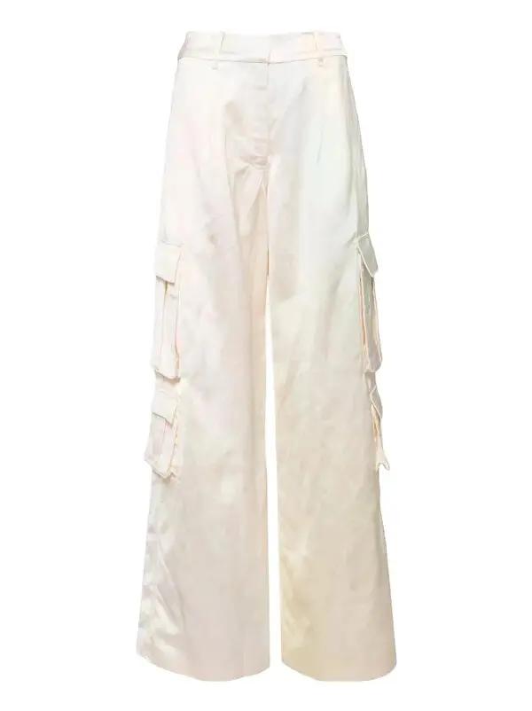 SELF-PORTRAIT High-waisted Straight-leg Cargo Trousers - Neutrals