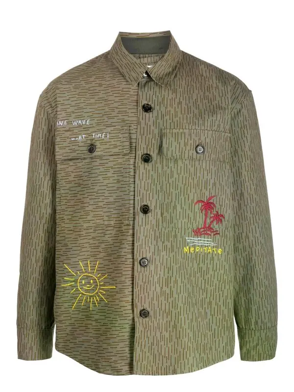PRESIDENT’S Logo-embroidered Stripe-pattern Shirt - Green
