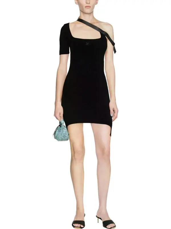COURREGES Asymmetric One-shoulder Mini Dress - Black