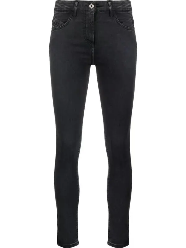 Patrizia Pepe Washed Low-rise Skinny Jeans - Black