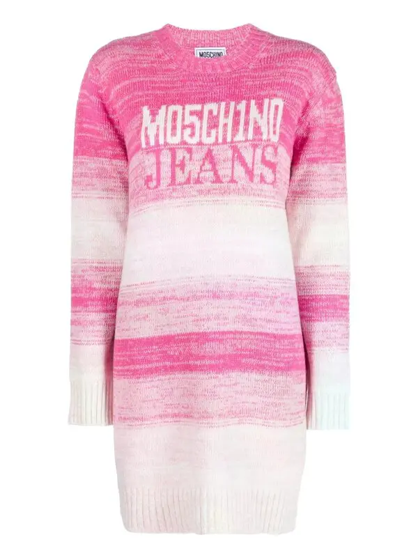 Moschino Logo Intarsia Wool-blend Jumper - Pink