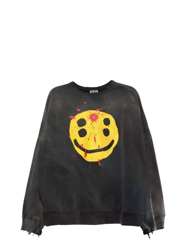 SAINT MXXXXXX Cactus Plant Flea Market Smile Sweatshirt - Black