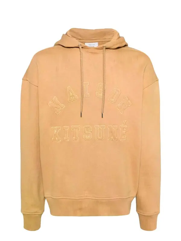 Maison Kitsuné Logo-embroidered Cotton Hoodie - Brown