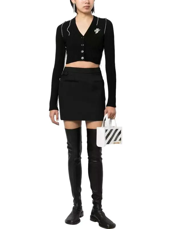 Off-White Outline Cropped Cardigan - Black
