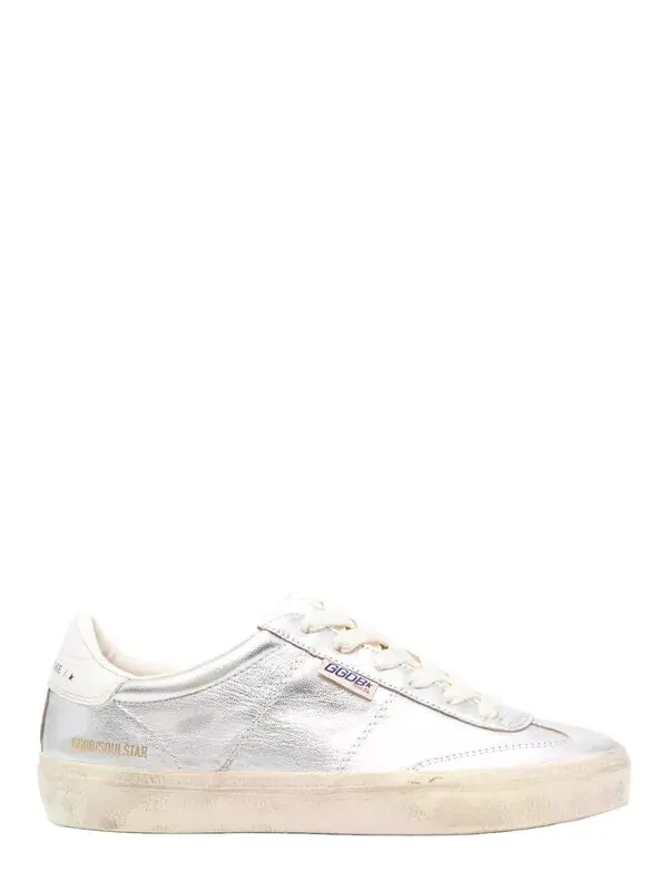 GOLDEN GOOSE Soul-star Metallic Leather Lace-up Sneakers - Silver