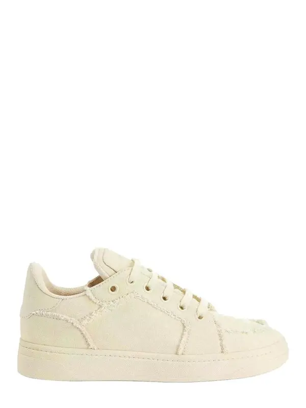 GIUSEPPE ZANOTTI Low-top Lace-up Sneakers With Frayed Detailing - Neutrals