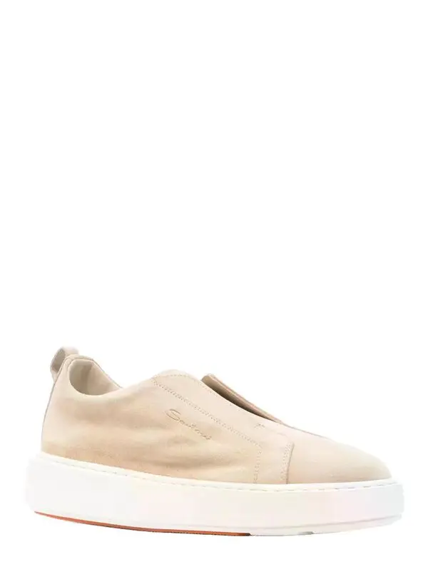 Santoni Suede Slip-on Sneakers - Neutrals