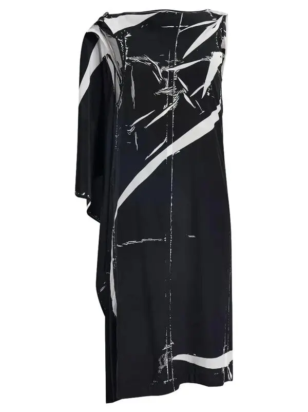 Proenza Schouler Ondine Midi Dress With Draped Panel - Black